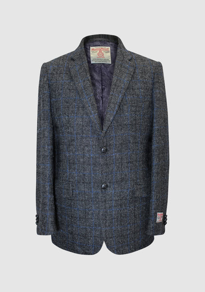 Mens Harris Tweed Patrick Jacket Grey/Blue Check – Bucktrout Tailoring
